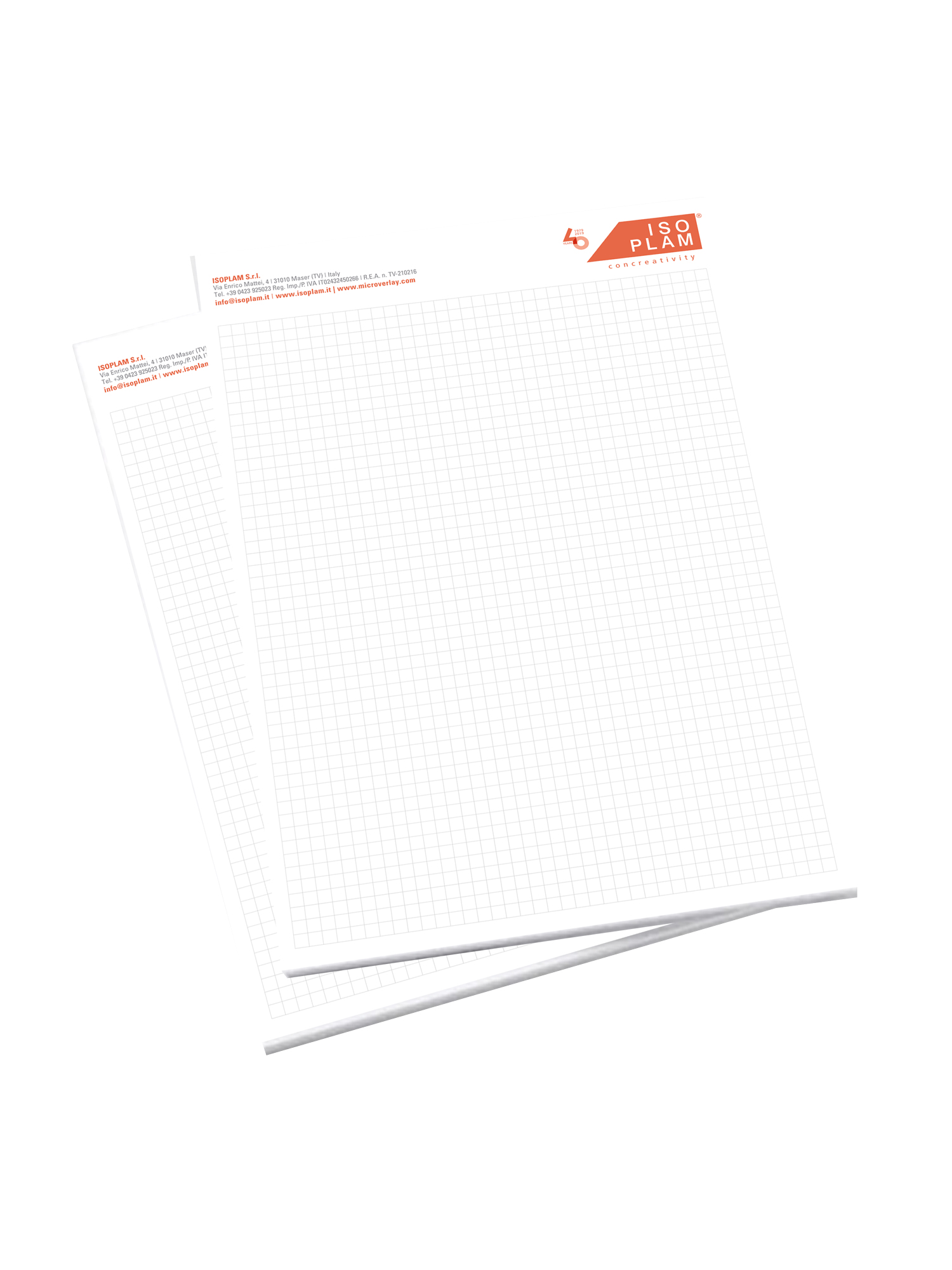 Isoplam branded squared block notes for taking notes in A4 format