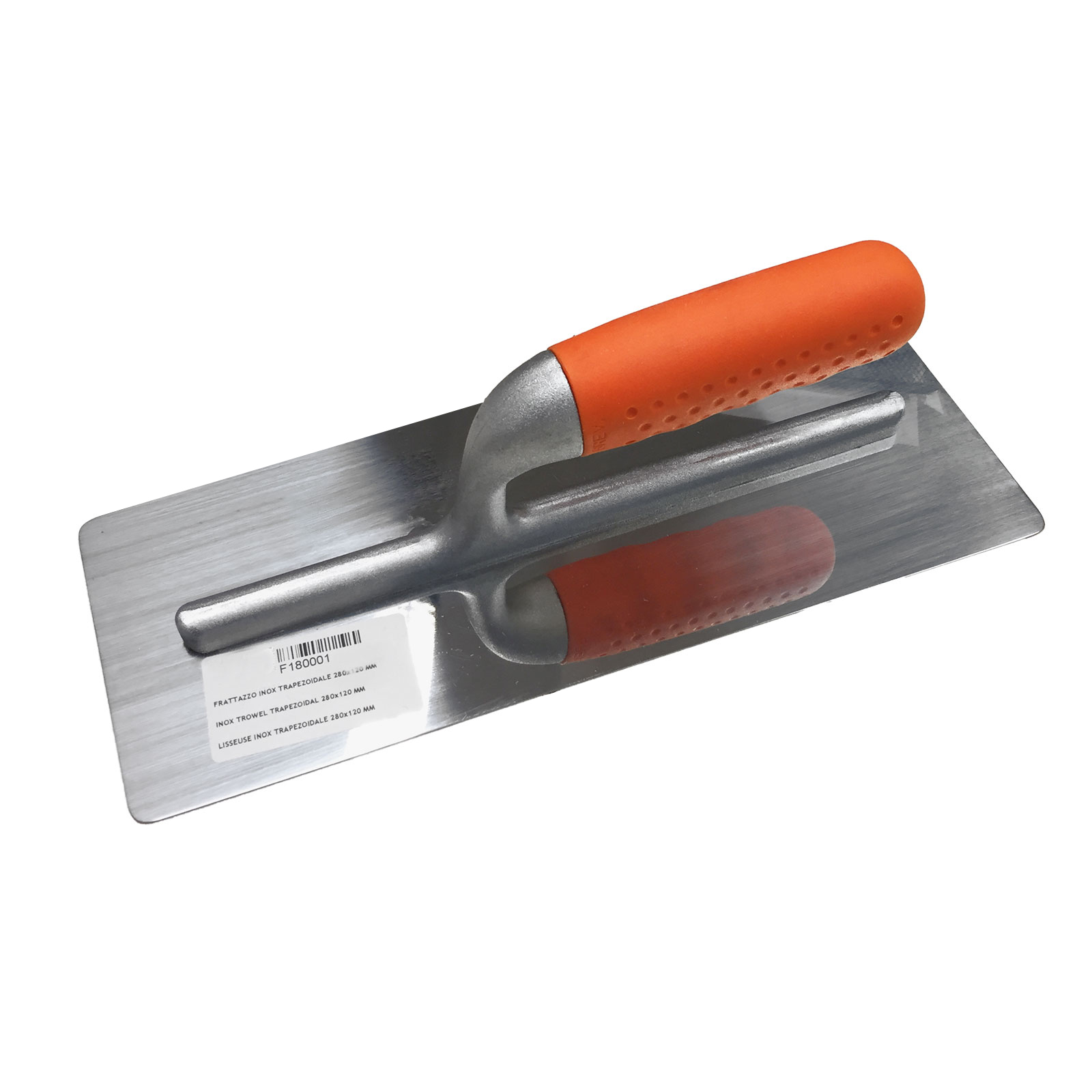 Stainless steel trowels with rounded corners and rubber handle
