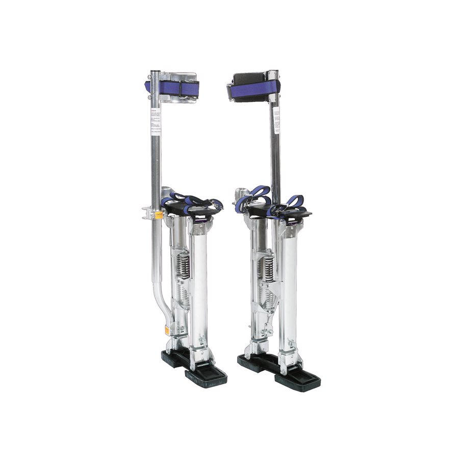 Work stilts in aluminum alloy with straps for construction sites